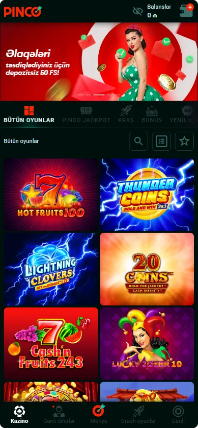 Pinco Casino Azərbaycan: Rəsmi Sayta daxil olun
